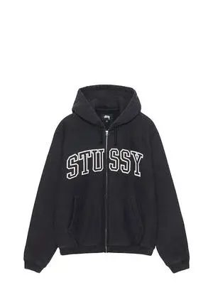 StüSsy Waffle Lined Zip Hoodie - Black | Editorialist